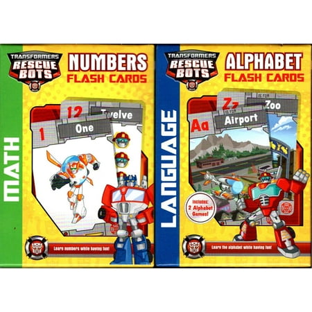 Hasbro Transformer Rescue Bots Flash Cards - Numbers, Alphabet - PreK-K ...