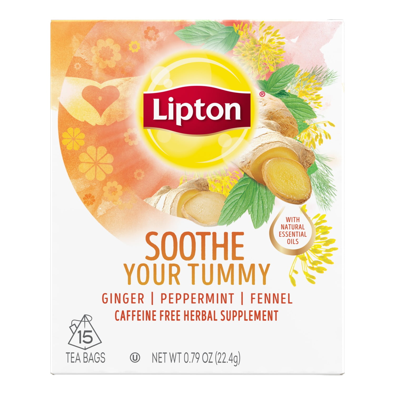 (4 Boxes) Lipton Herbal Supplement Soothe Your Tummy 15 ct - Walmart.com
