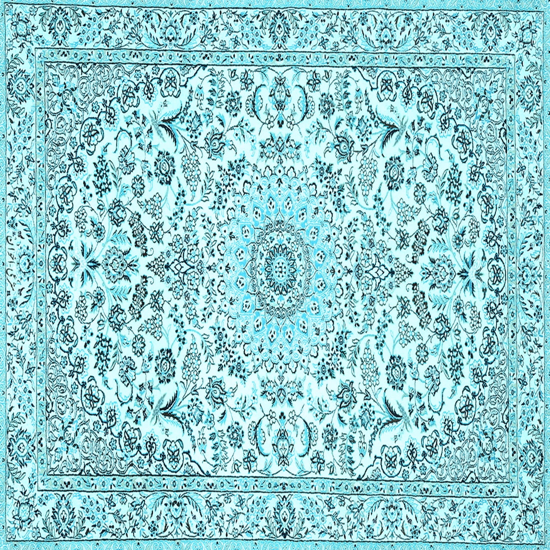 Ahgly Company Indoor Square Medallion Light Blue Traditional Area Rugs ...