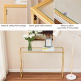 Mxfurhawa Gold Metal Narrow Entryway Console Table with Modern Glass ...