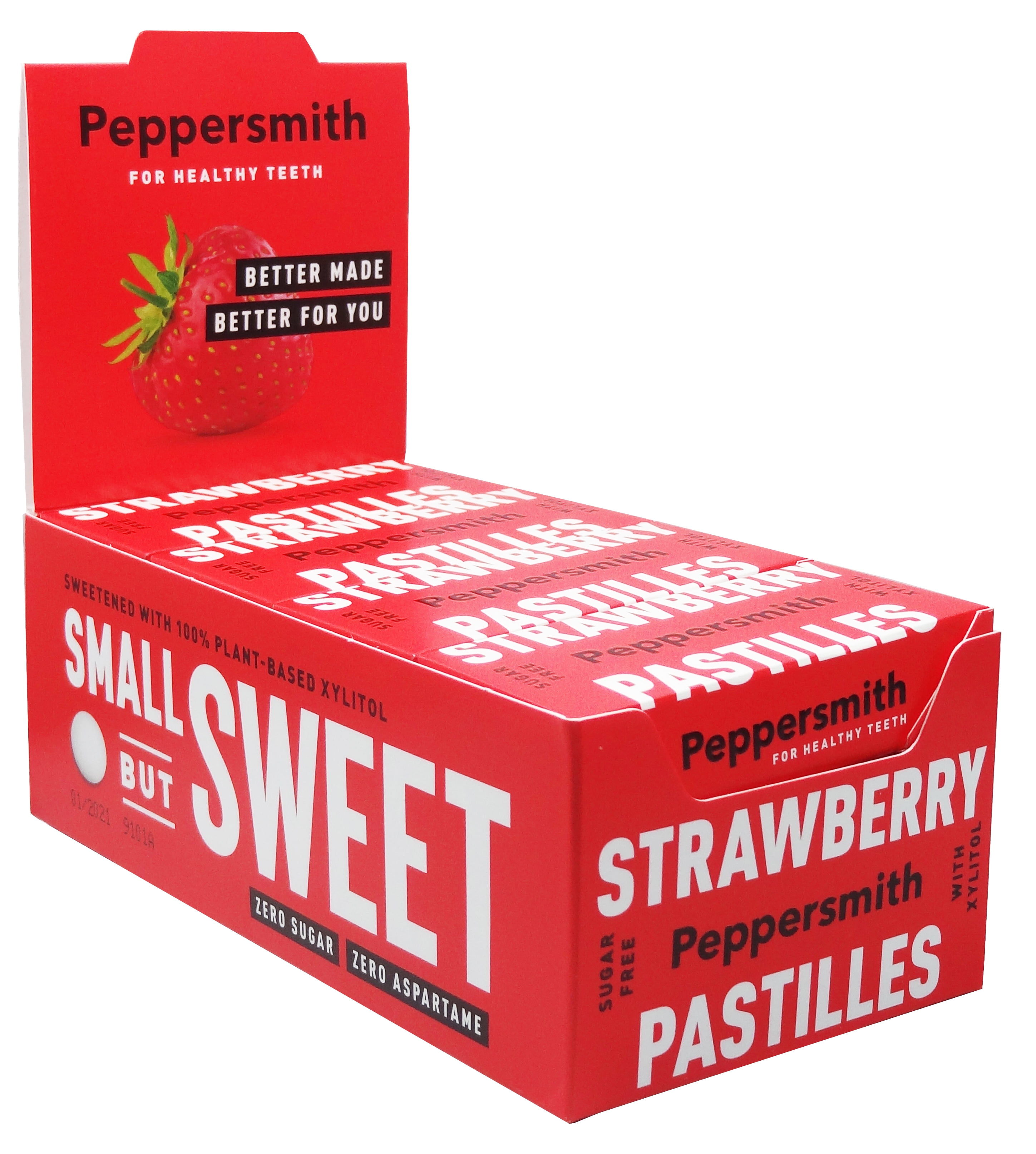 PEPPERSMITH STRAWBERRY XYLITOL PASTILLES - 12 X 15G POCKET PACKS ...