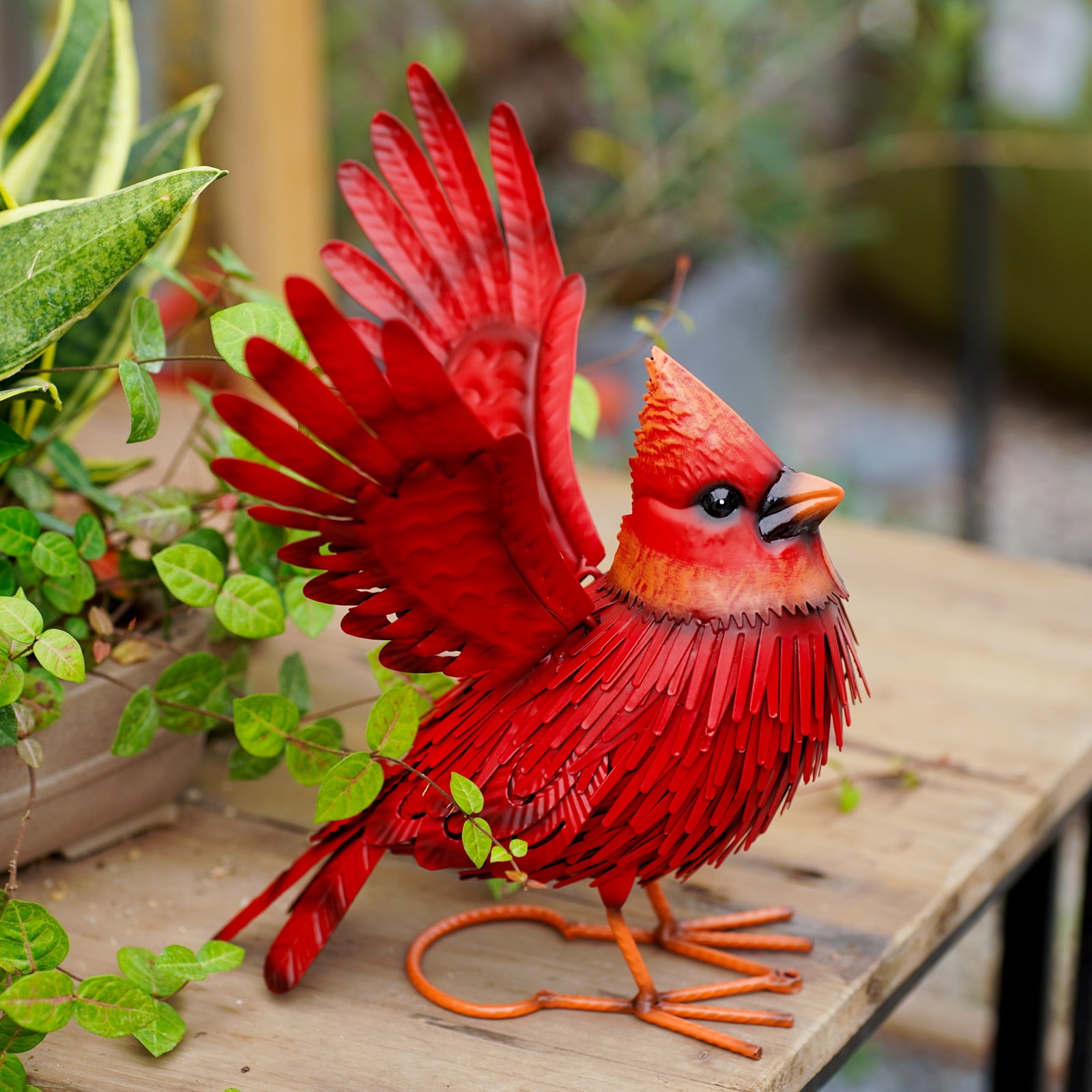 Goodeco Metal Bird Yard Art- Large Red Bird Outdoor Spring Decoration ...