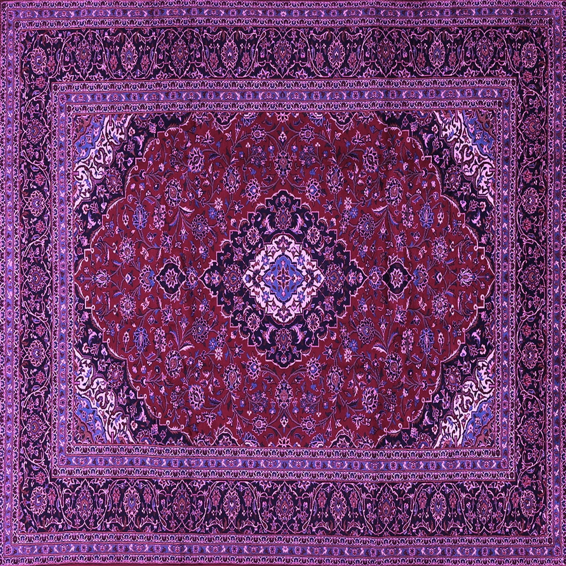 Ahgly Company Indoor Square Medallion Purple Traditional Area Rugs, 4 ...