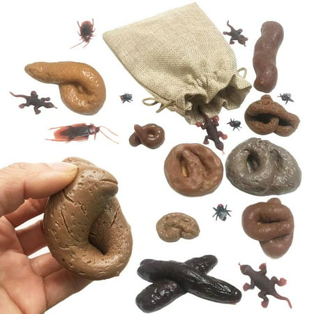 Fake Dog Poop Toys Turd Cockroach Fly Flies Prank Set With Drawstring ...