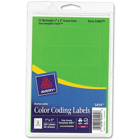 Avery Removable Rectangular Color Coding Labels - Walmart.com