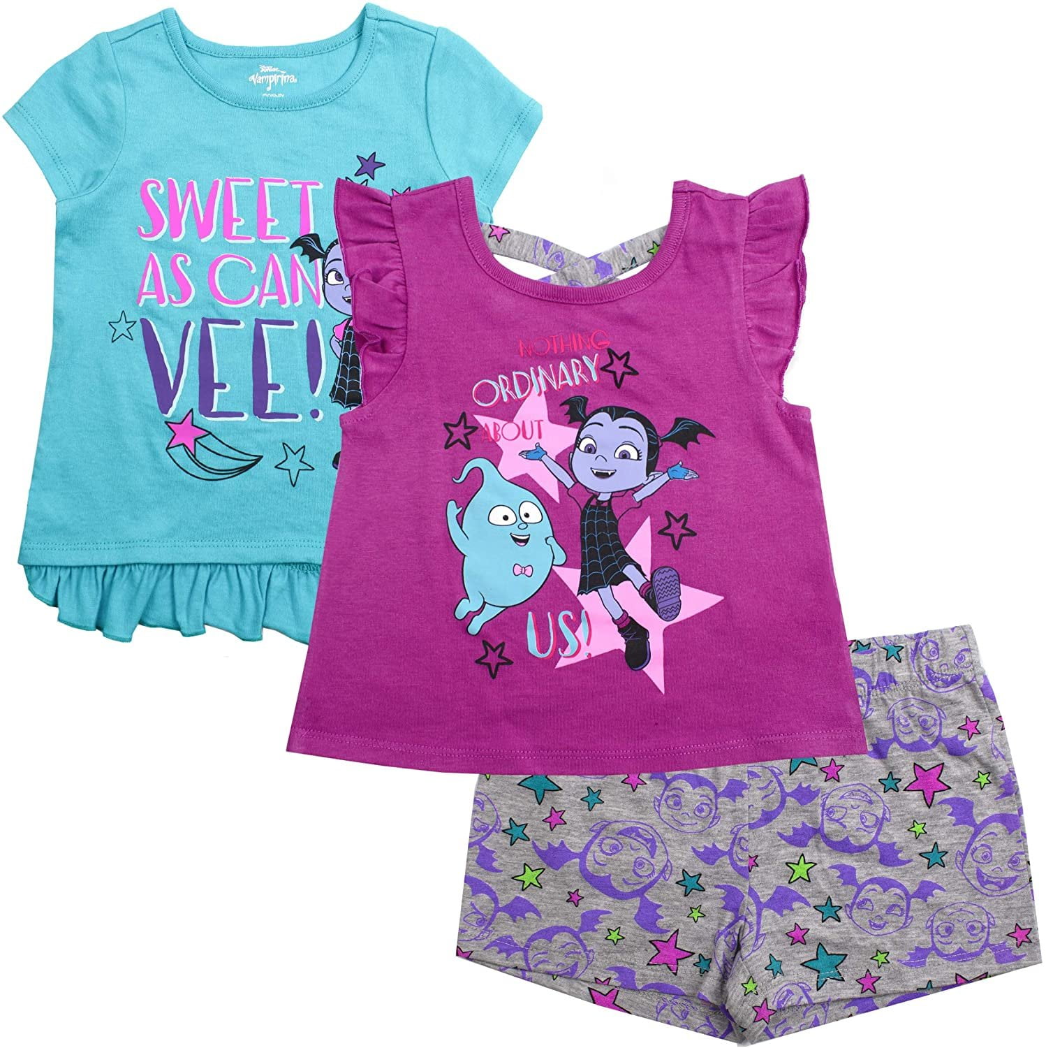 Disney Girls 3-Piece Shirts and Short Set: Wide Variety Includes Minnie ...