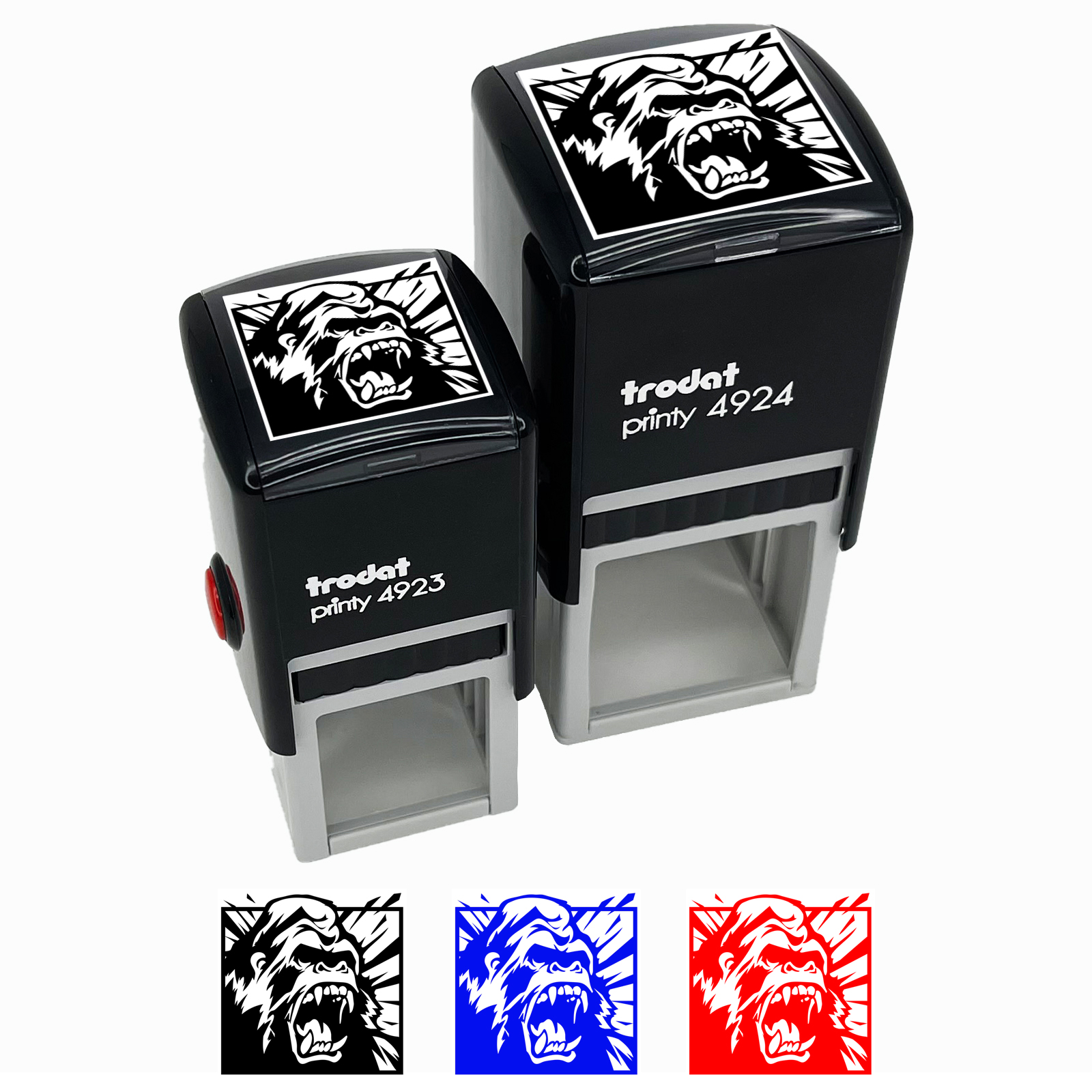 Angry Roaring Silverback Gorilla Self-Inking Rubber Stamp Ink Stamper ...