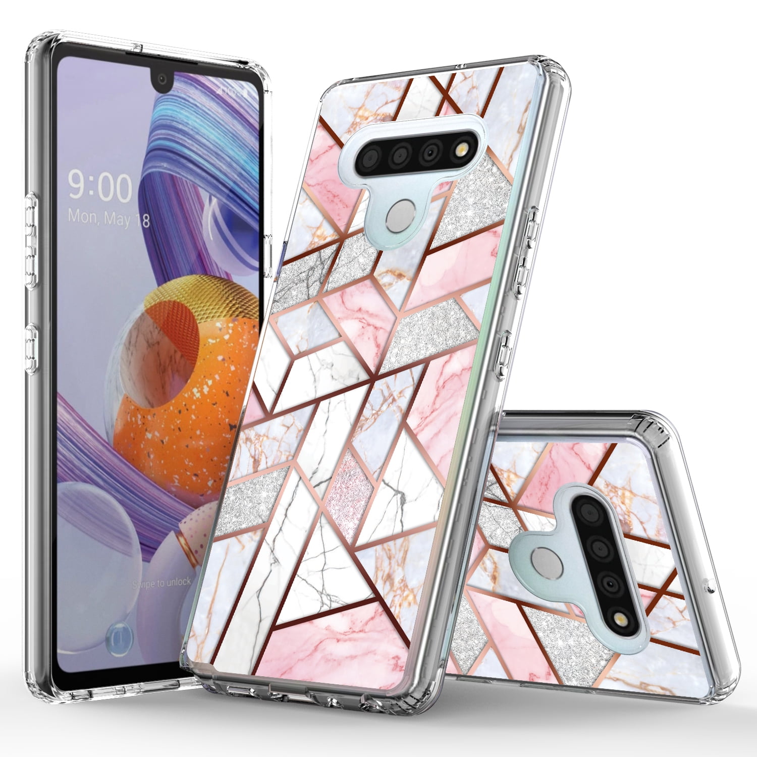 LG Stylo 6 Case, KAESAR Hybrid Bling Glitter Sparkle Laser Polygon ...