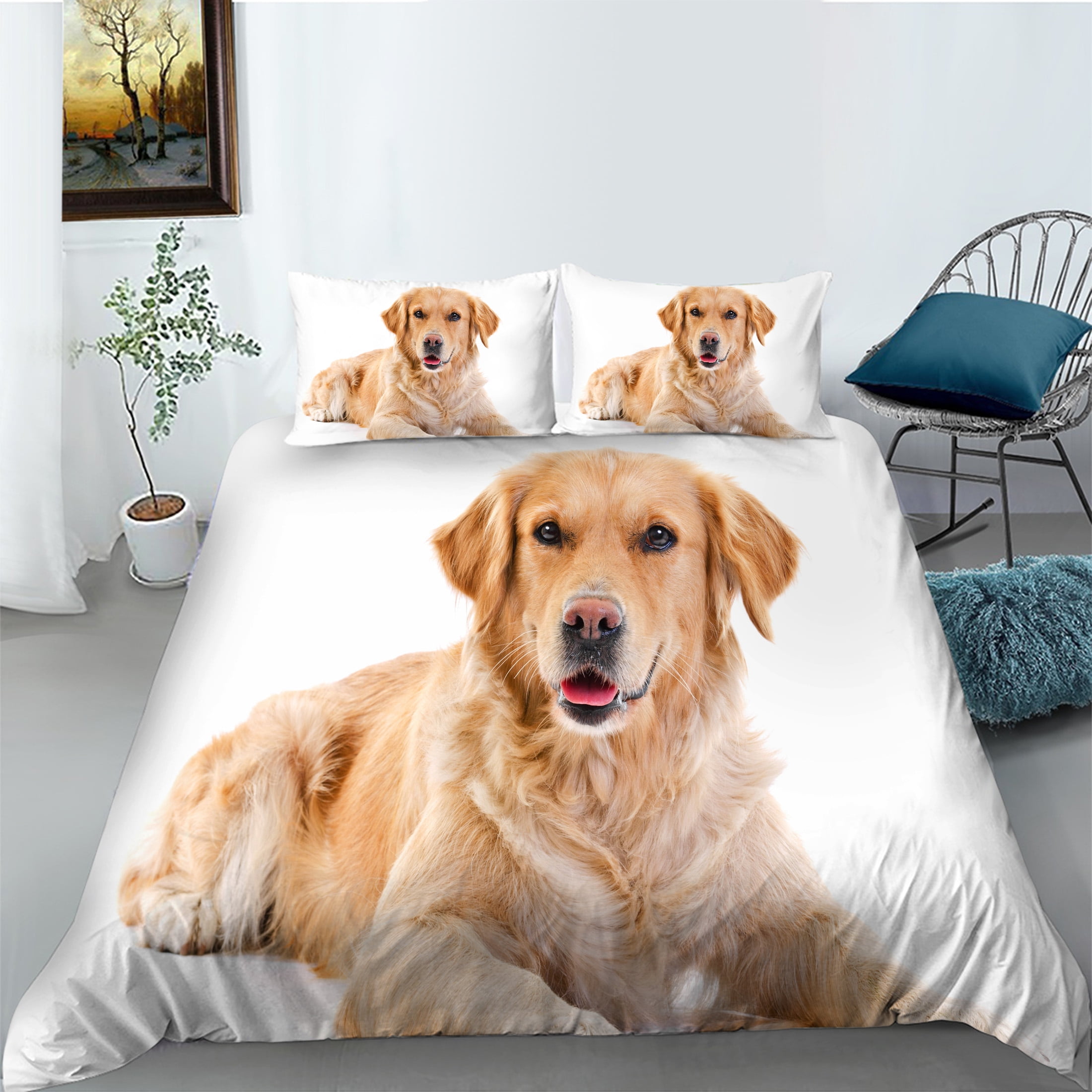 Home Bedclothes Vintage Bedding Cover Set Polyester 3D Dog Printed ...