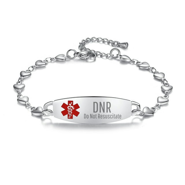 Linnalove Fashion Heart Medical Alert Bracelets for Women DNR Do Not ...
