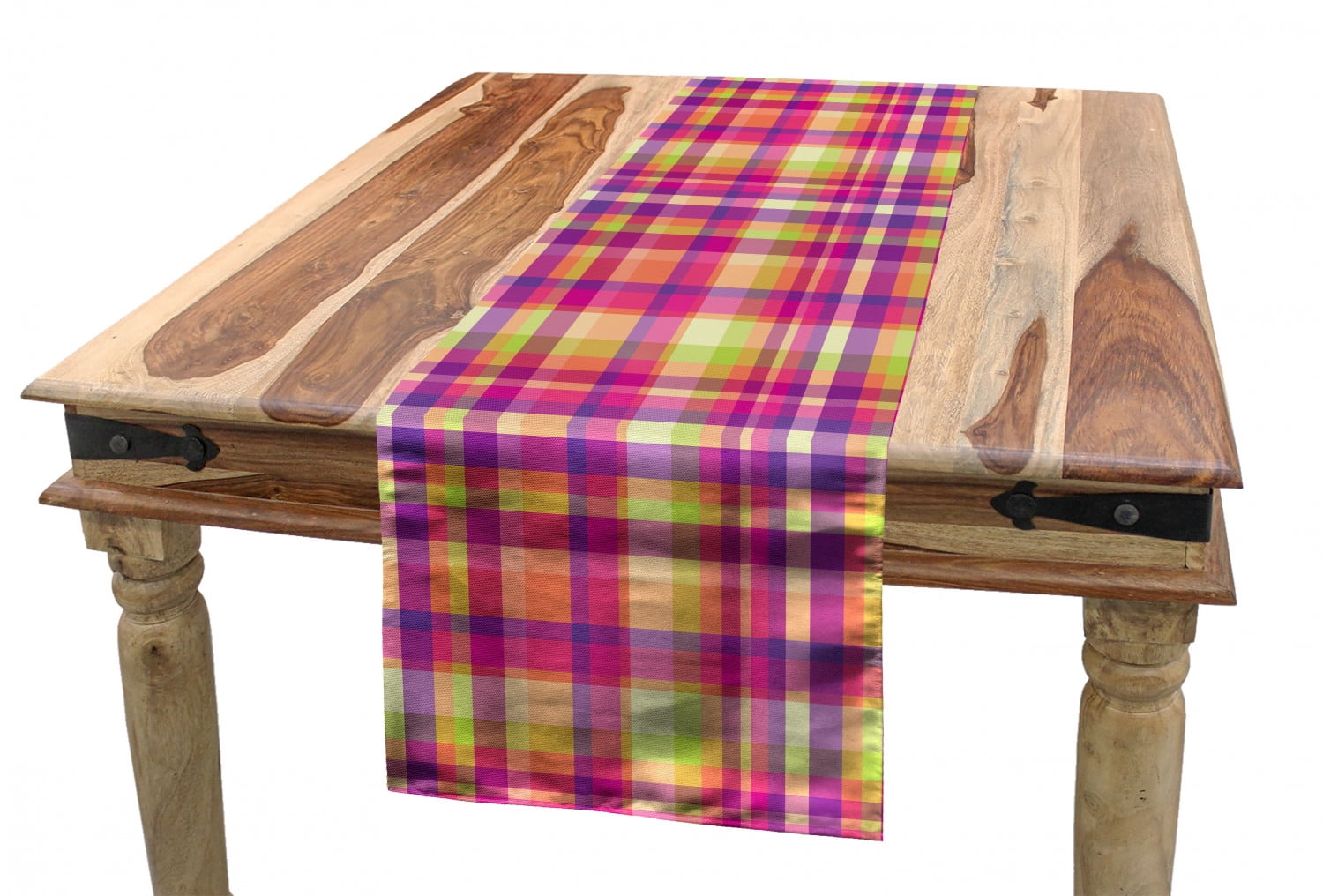 Colorful Table Runner, Pixel Like Ornament with Contemporary Design ...
