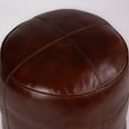 Round Shaped Buffalo Leather Handmade Eco-Friendly Brown Pouf - Round ...
