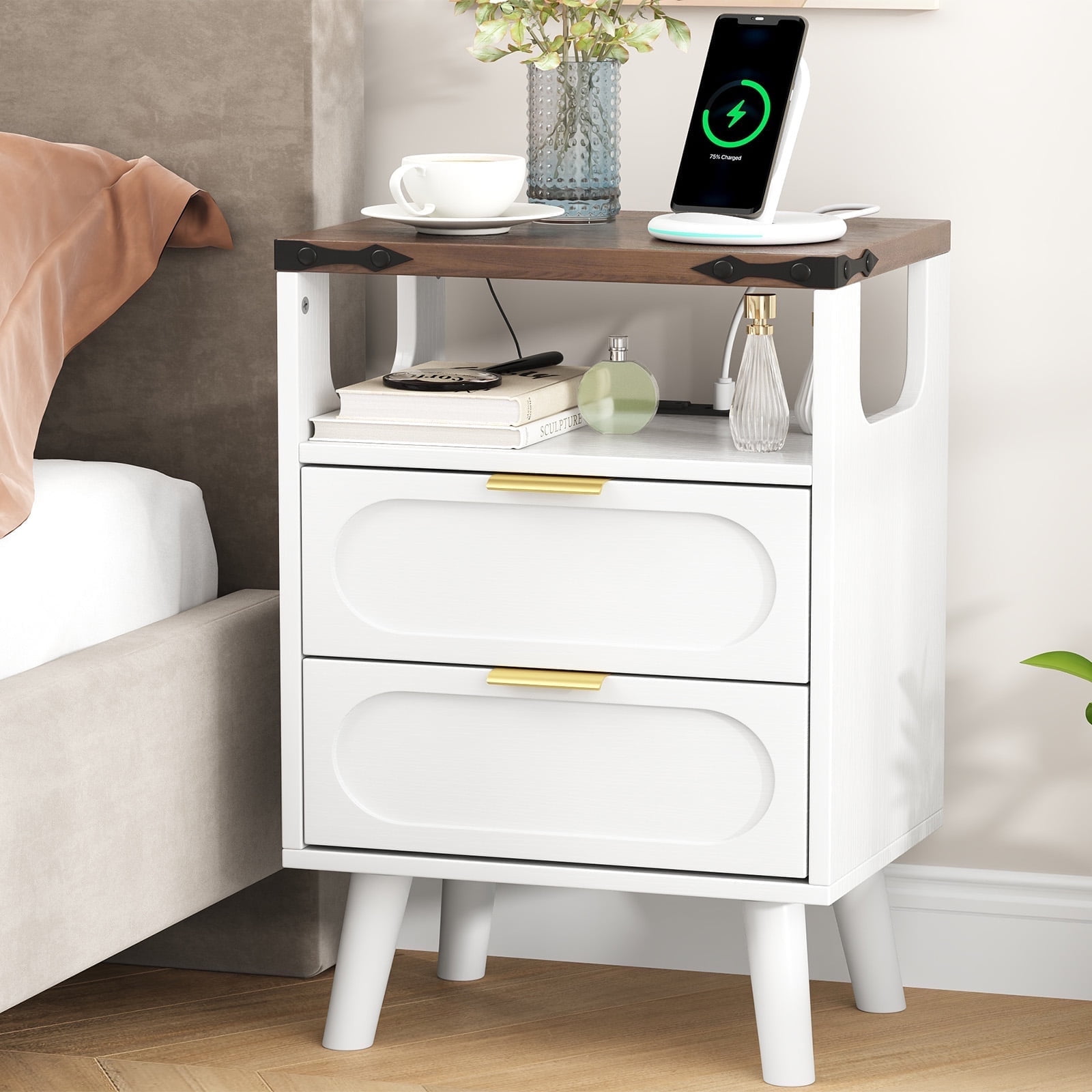Click here for Seeday Nightstand With Charging Station  Led Moder... prices