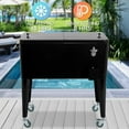 80 Quart Outdoor Cooler Cart Rolling Ice Cooler Ice Chest with Wheels ...