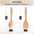 2pcs Wooden Cooking Spatula Spoons, 12-inch Thickened Beech Wood ...