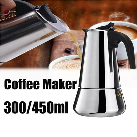 300/450/600ml Coffee Maker Mocha Coffee Pot Wide Bottom Mocha Moka ...