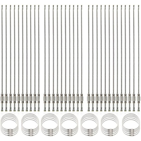 ORNOOU 100 Pack Wire Keychain Cable 6 Inch Stainless Steel Key Ring ...