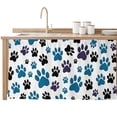 Blue Paw Print Pantry Cabinet Curtains 28''x51'', Black Animals Cat Dog ...