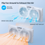 "Shinic 9"" Dual Twin Window Fan, 3-Speed, with Bug Screen, Adjustable ...
