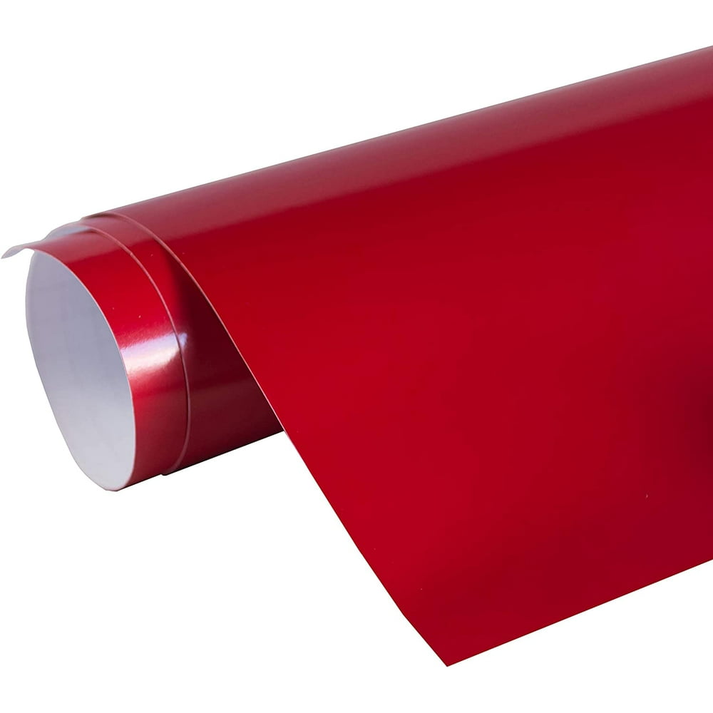 24" x 150 ft Roll of glossy red Repositionable Adhesive-Backed Vinyl ...