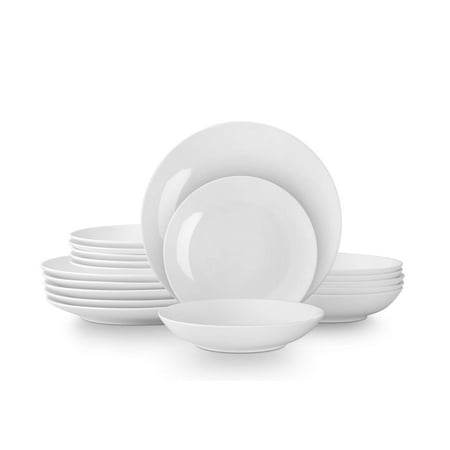 HomeVss, Bone China Coupe Shape, Elegance White 18pc Dinnerware Set ...