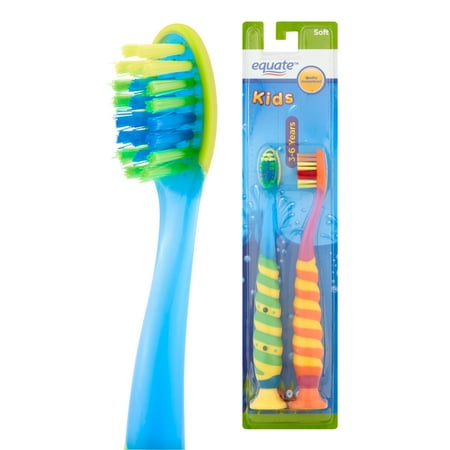 Equate Kids Ages 3 to 6 Years, Manual Soft Bristle Toothbrush, 2 Count ...