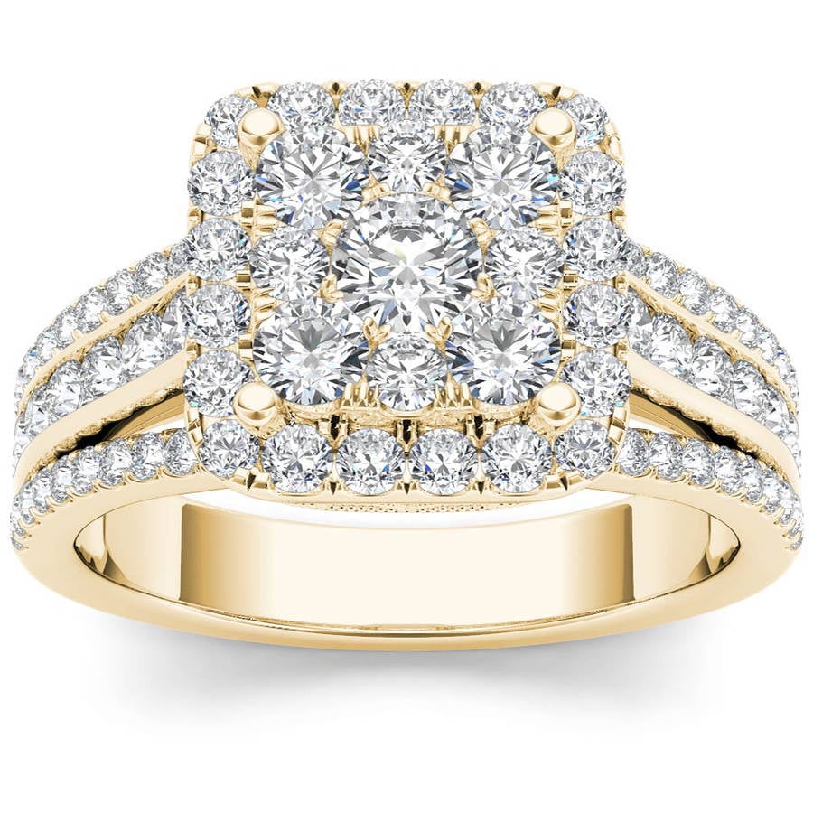 Imperial Diamond 1 1 2 Carat T W Diamond Single Halo Cluster 14kt
