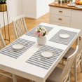 Blue Ticking Stripe Placemats Set of 8, Coastal Vertical Lines Khaki ...