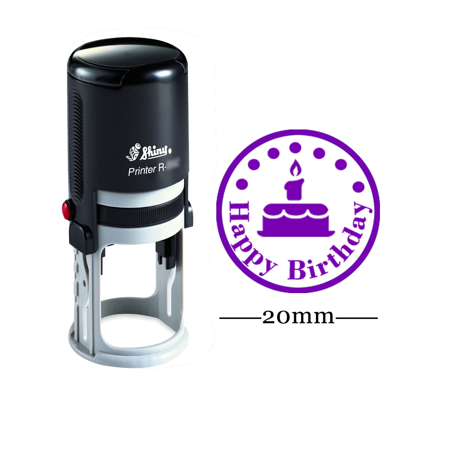 HAPPY BIRTHDAY Round Self Inking Birthday Stamps 20mm Miny Shiny ...