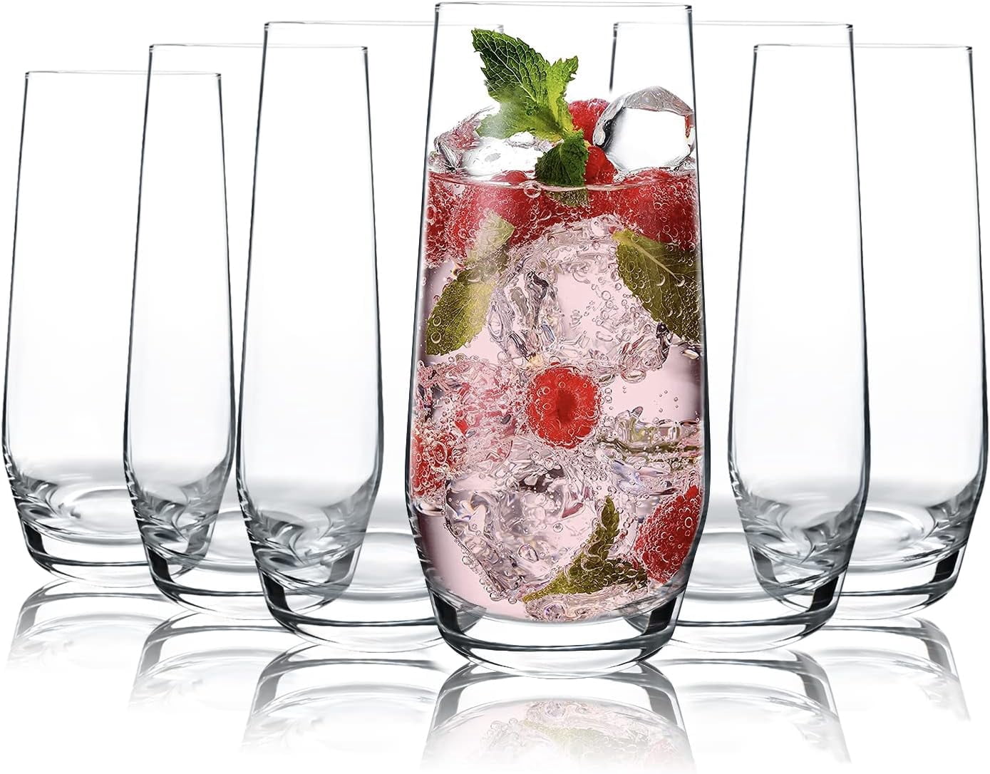 D.M DESIGN·MASTER [6 Pack,18.6 OZ] - Large Tall Glass Cups, Lead-Free ...