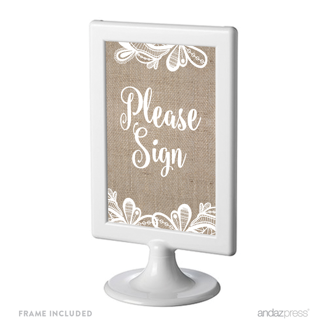 Please Sign Burlap Lace Wedding Framed Party Signs - Walmart.com