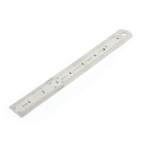 Office School Metal Measuring Tool Straight Edge Ruler Silver Tone 20cm ...