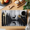 Black Deer Forest Placemats Set of 6 Wooden Silhouettes Retro Art Place ...