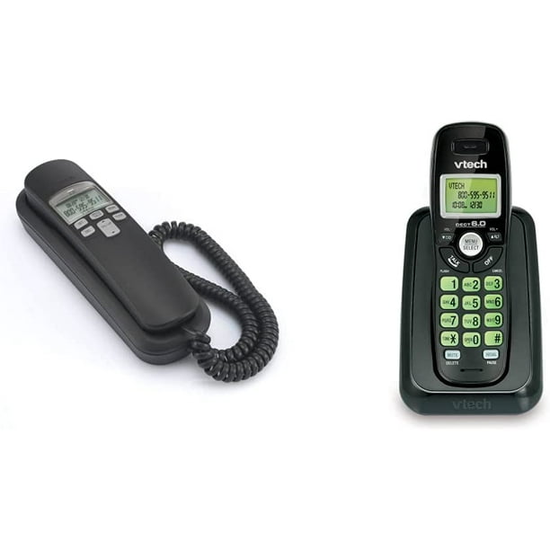 Trimstyle Corded Telephone with Caller ID (CD1113BK) & Dect 6.0 Single ...