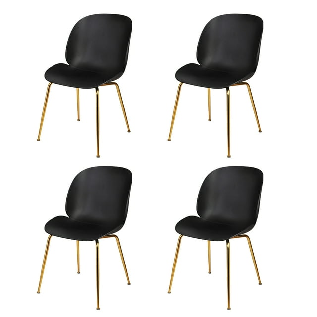 Leejay Black Plastic Back Dining Chiar with Steel Frame Set of 4 ...