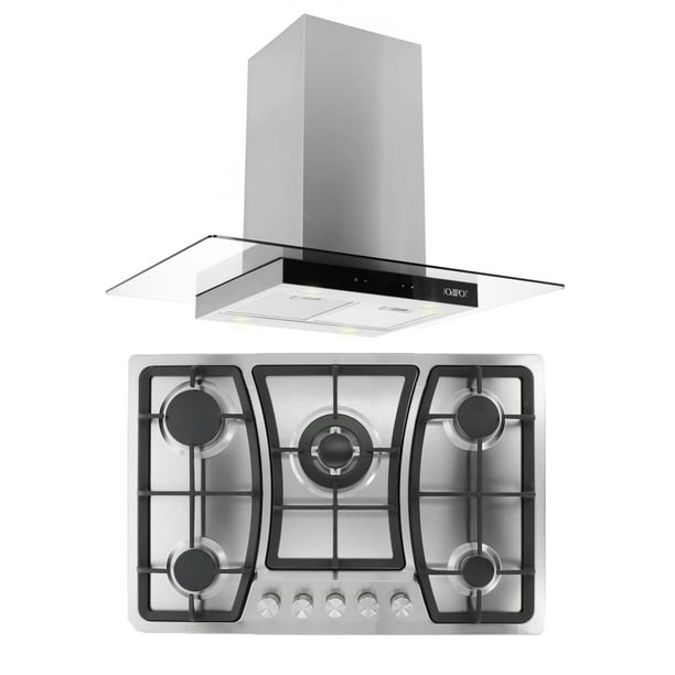 Combo Campana ODIPO Cristal Recto Isla 90 CM Control Digital Parrilla ...