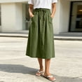 Aboser Cotton Linen Skirts for Women Midi Length A Line Skirt ...