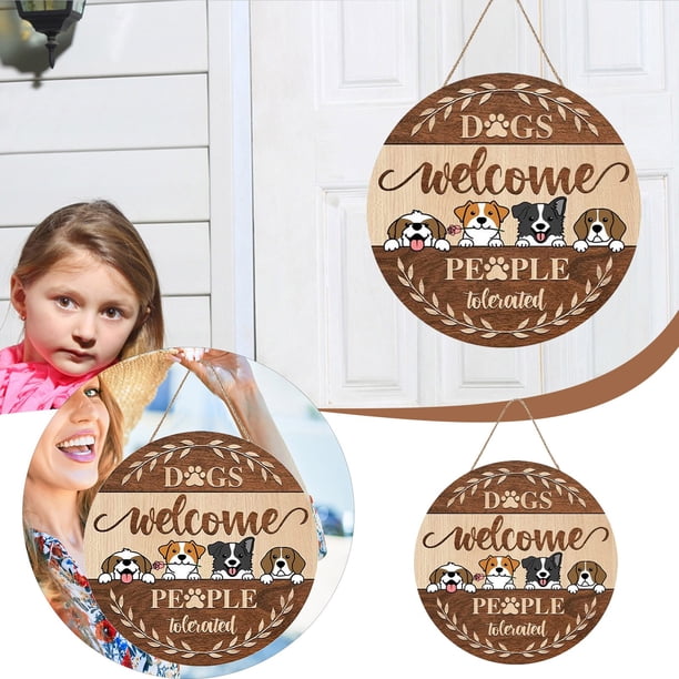 Homely Door Hanging Decoration Dogs Live Here Welcome Door Wooden ...