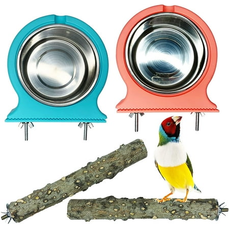 P5HAO Bird Feeding Dish Bowls Parrot Food Water?Hanging Bowl Stainless ...