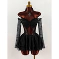 Black Lace Off-Shoulder Sheer Long Sleeve Mini Dress With Ruffled Skirt ...