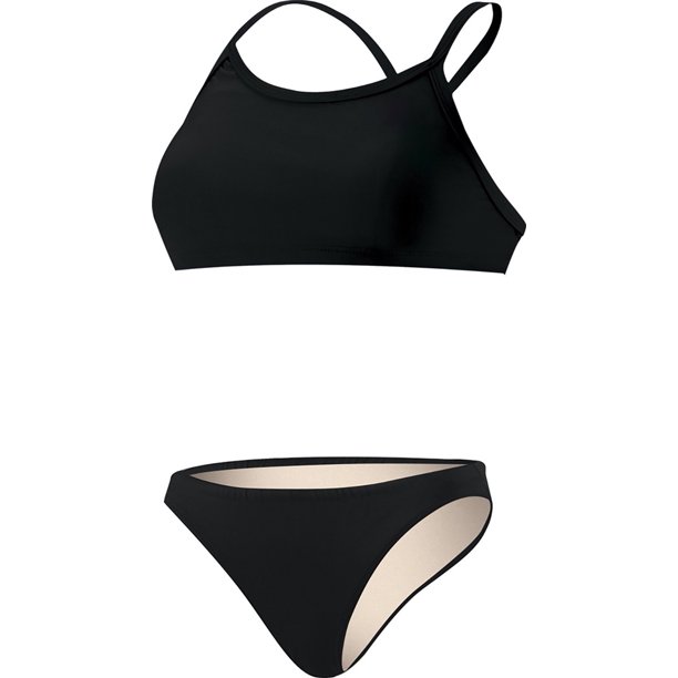 Adoretex Women's Narrow Back Workout Bikini Two-Piece Swimsuit in Black ...