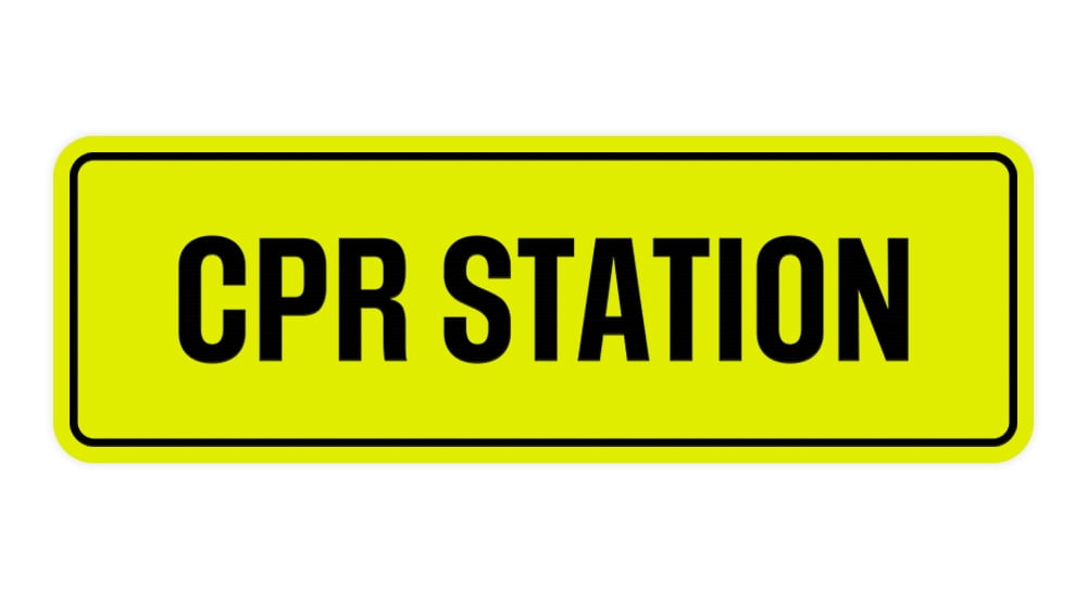 Standard Cpr Station Sign (Yellow / Black) - Large 3" X 9" - Walmart.com