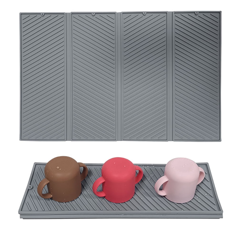 FUNNYFAIRYE Collapsible four-layer Dish Drying Mat for Kitchen Counter ...