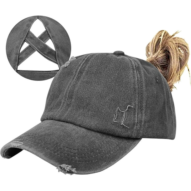 Muryobao Women Ponytail Criss Cross Messy Buns Ponycaps Baseball Cap ...
