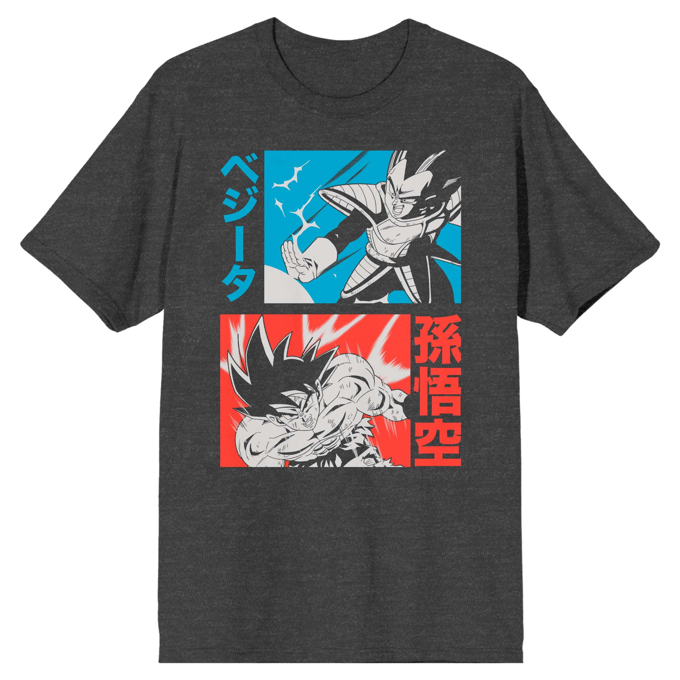Dragon Ball Z Vegeta Versus Goku Men’s Charcoal Heather T-shirt-XL ...