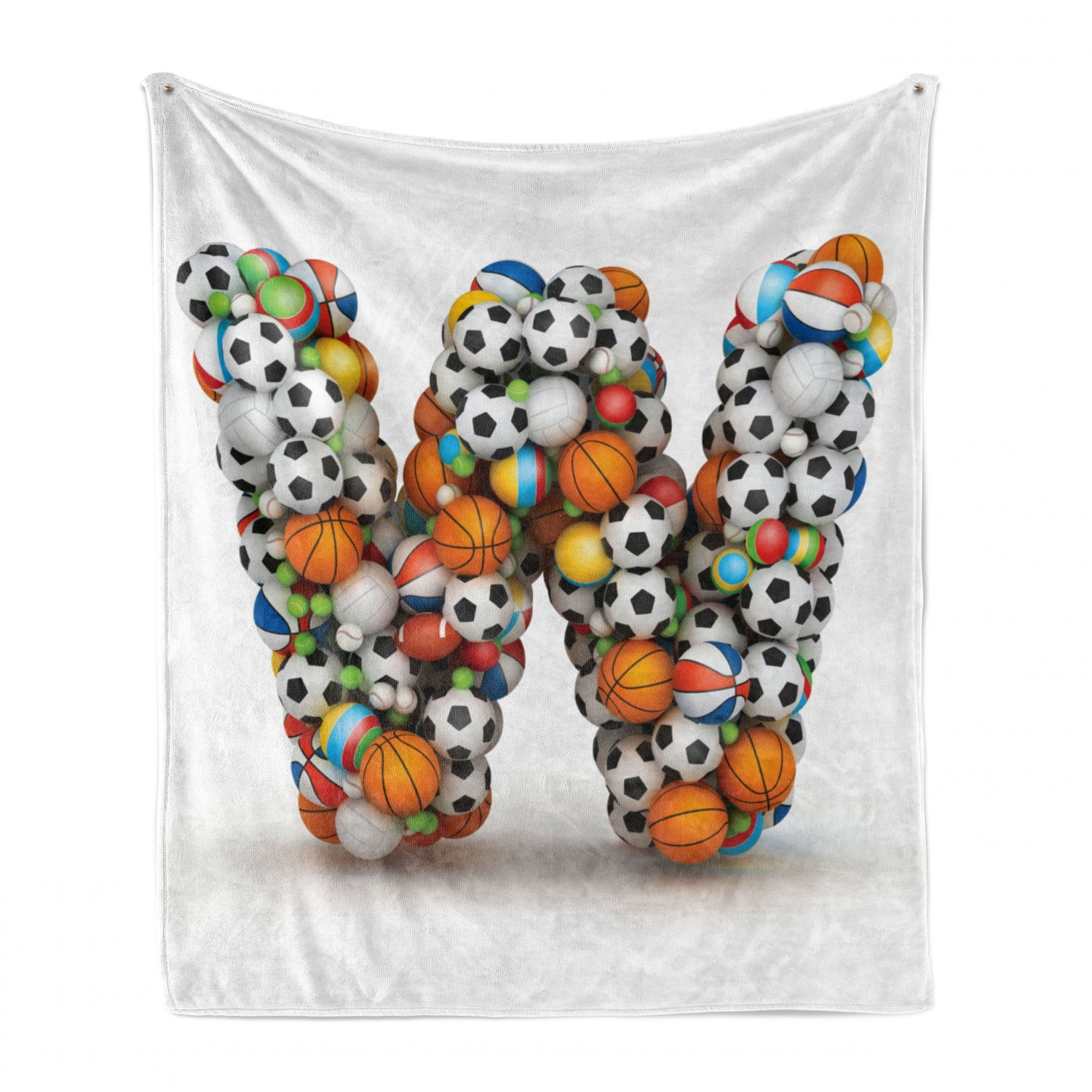 Letter W Soft Flannel Fleece Throw Blanket, Sports Themed Typography ...
