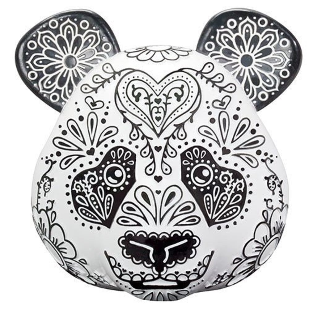 Floral Day of the Dead Panda Bear Head Figurine Dia de Los Muertos ...