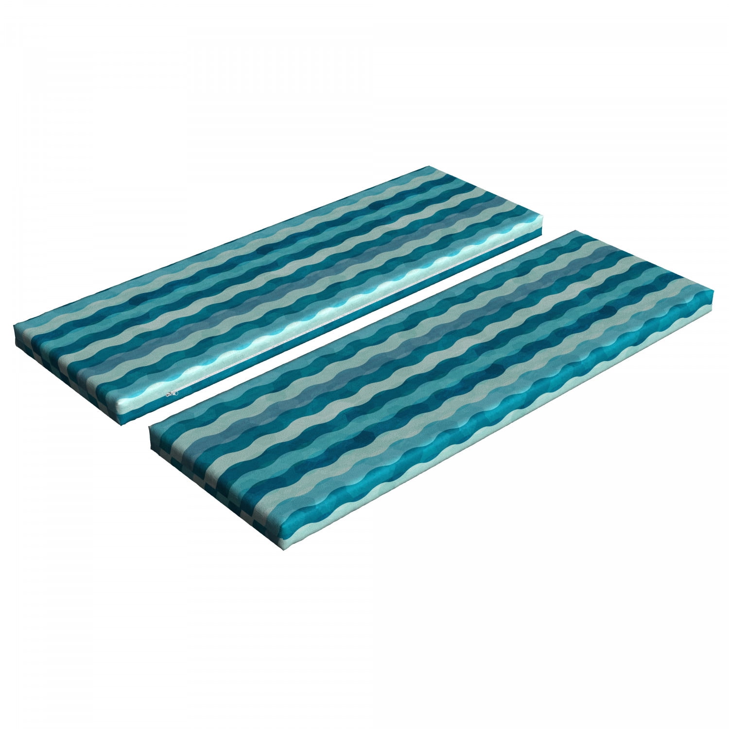 Abstract Bench Cushion Set of 2, Ocean Themed Wave Design Marine Art ...