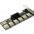 Gold PCI Express Multiplier Riser PCIE 1 to 7 PCI Express X16 USB Miner ...