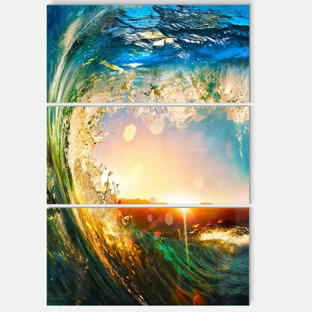 Colored Ocean Waves Falling Down - Multipanel Modern Seashore Metal ...